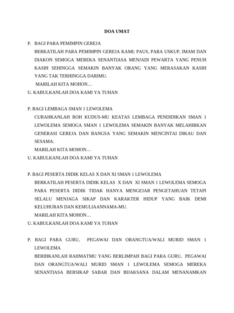 Doa Berkat untuk Pemimpin dan Siswa | PDF