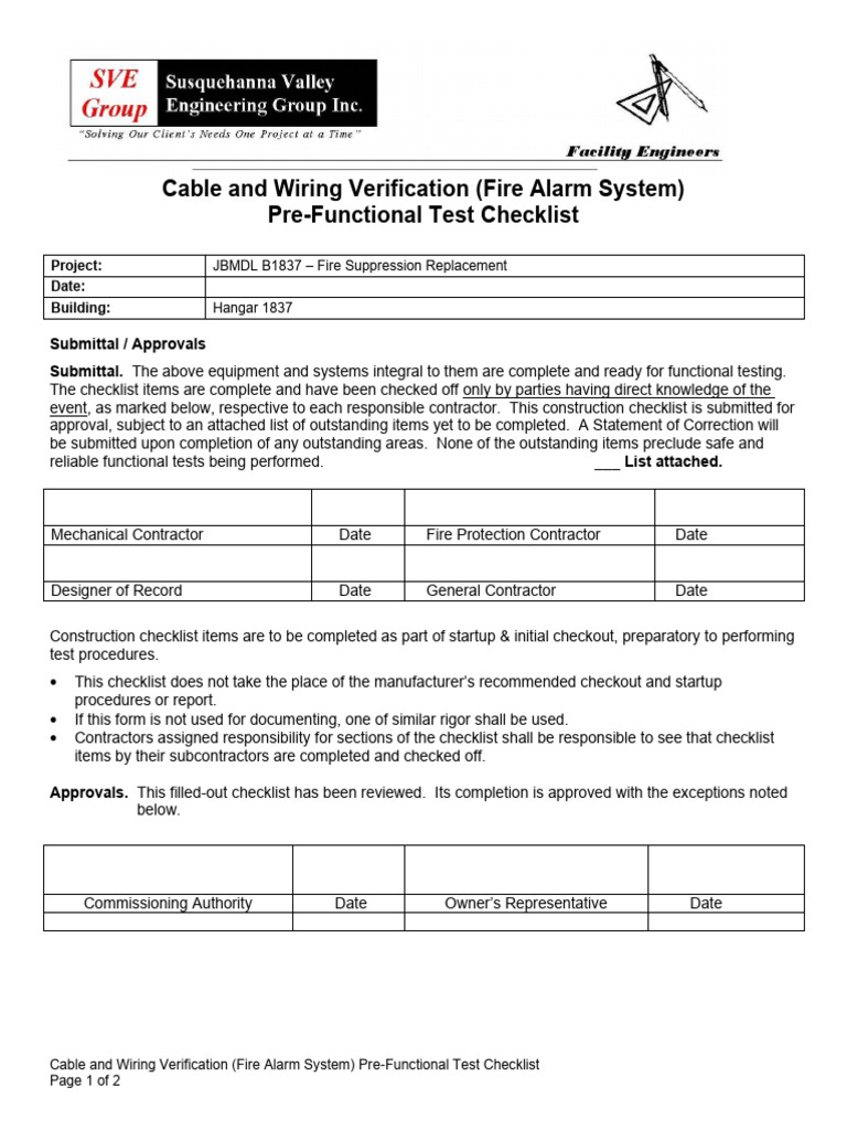 Fire Alarm System Wiring Checklist | PDF | Electrical Wiring ...
