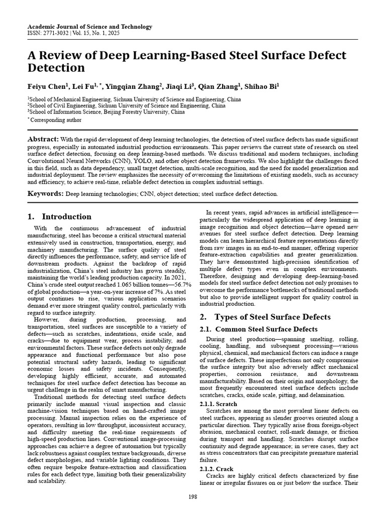 A Review of Deep Learning-Based Steel Surface Defe | PDF | Deep ...