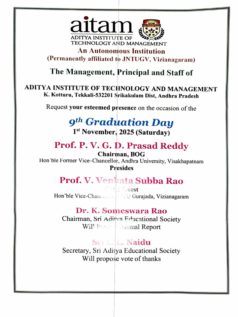 9th Graduation Day Program Schedule | PDF