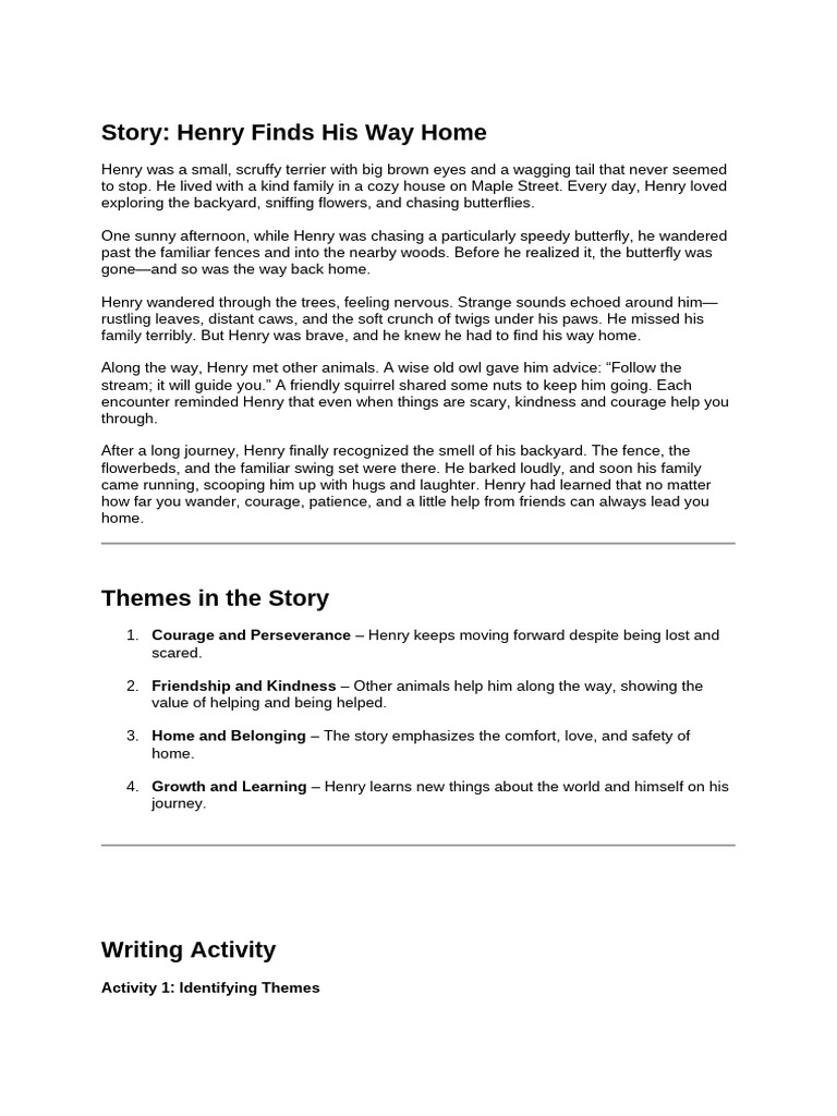 Story_ Henry Finds His Way Home | PDF | Tone (Linguistics)