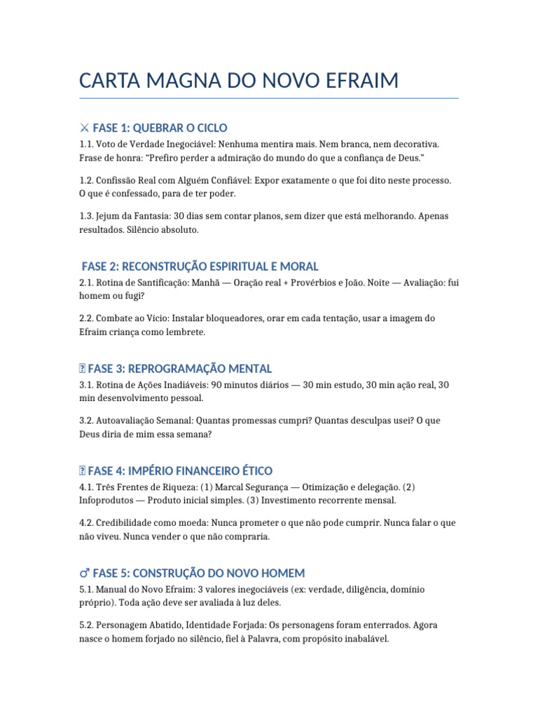 Carta Magna Do Novo Efraim | PDF