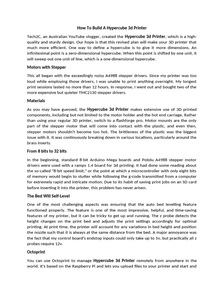 How To Build A Hypercube 3d Printer | PDF | 3 D Printing | Printer (Computing)