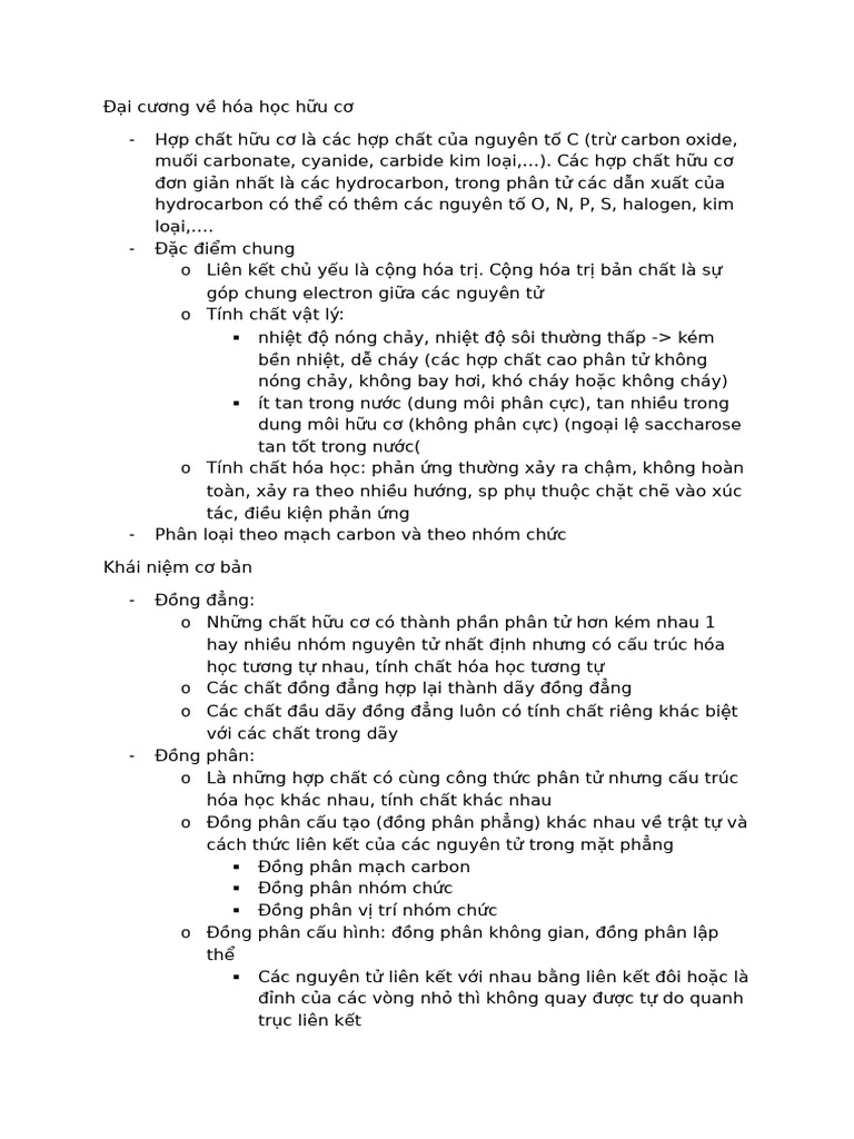 1. Đại Cương Về Hóa Học Hữu Cơ | PDF