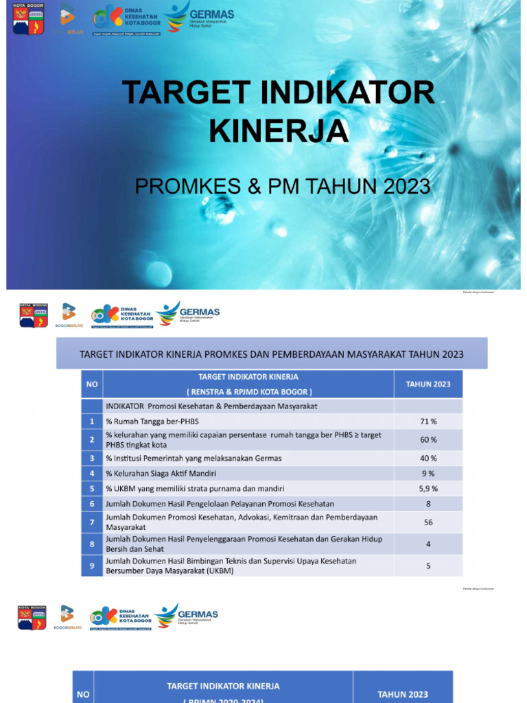 Target Indikator Kinerja Promkes Tahun 2023 | PDF