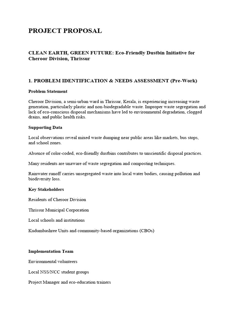 Project Proposal | PDF | Waste Management | Waste