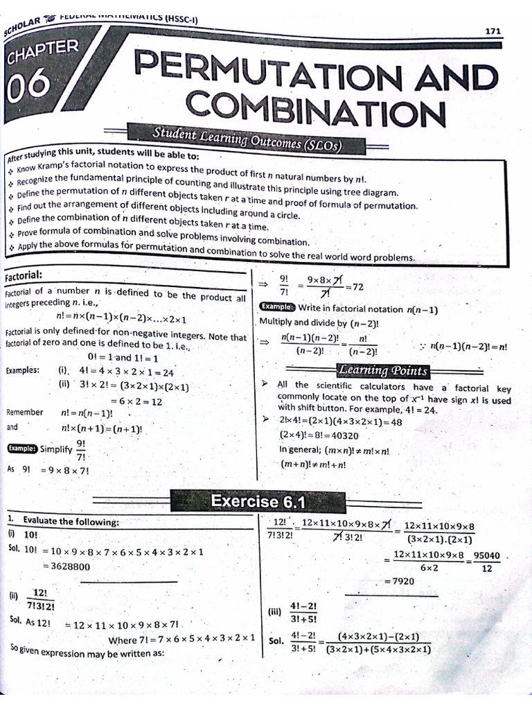 Chapter# 06 ( Permutations and Combinations) | PDF