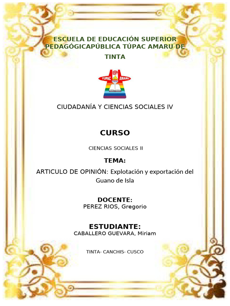 Prof Gregorio Guano de Isla | PDF | Perú | Economias