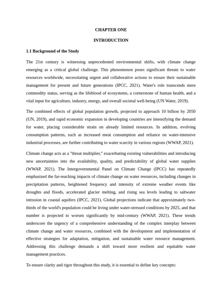 Usama Chapter One | PDF | Groundwater | Climate Resilience