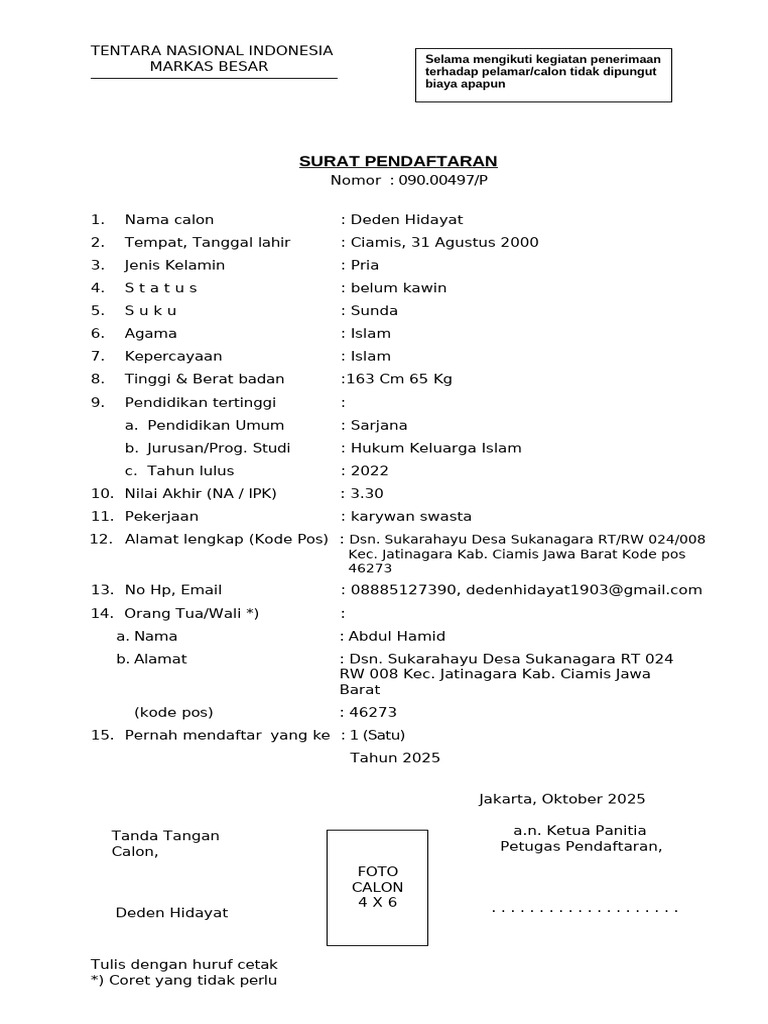 Blangko Pendaftaran Papk 2025 | PDF