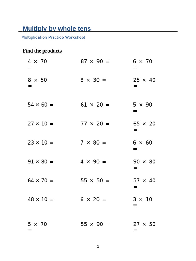 BT Lesson 6.6 Multiply by Whole Tens | PDF | Multiplication | Chess