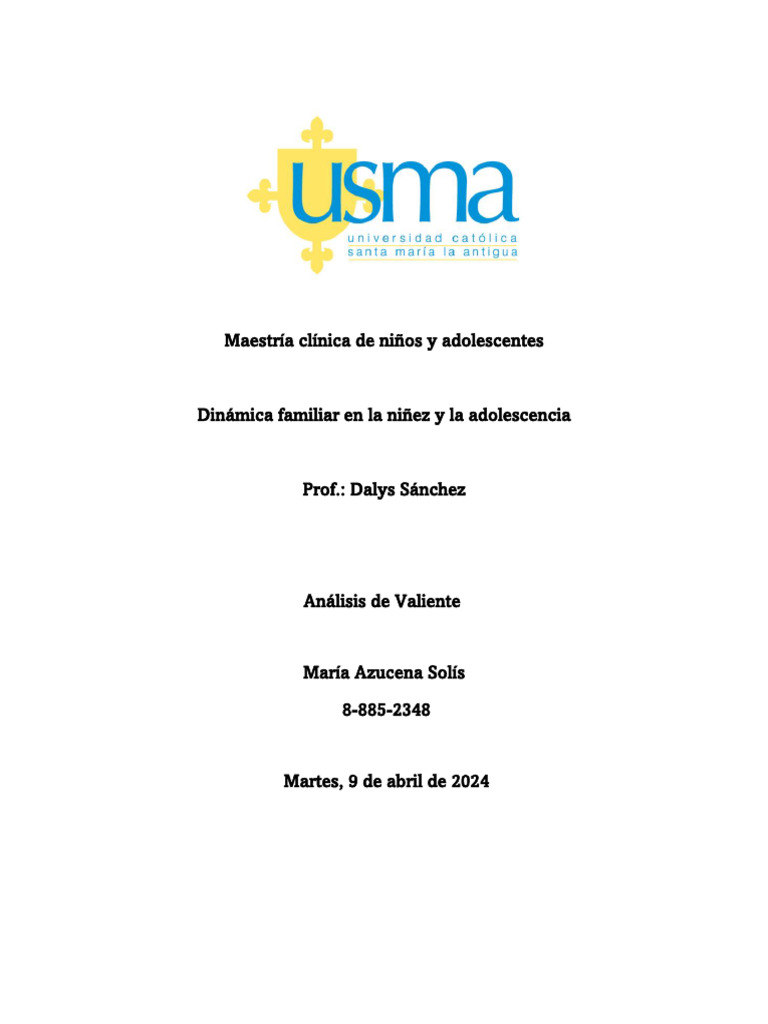 Analisis de Valiente María Azucena | PDF | Familia | Las emociones