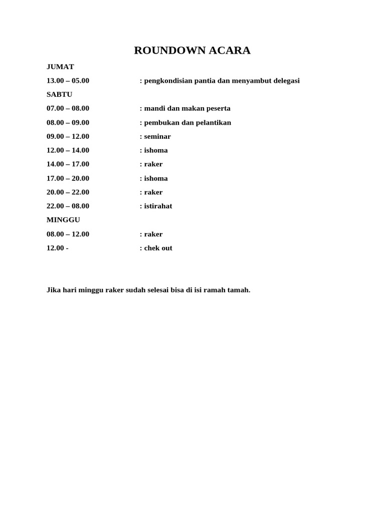Roundown Acara | PDF