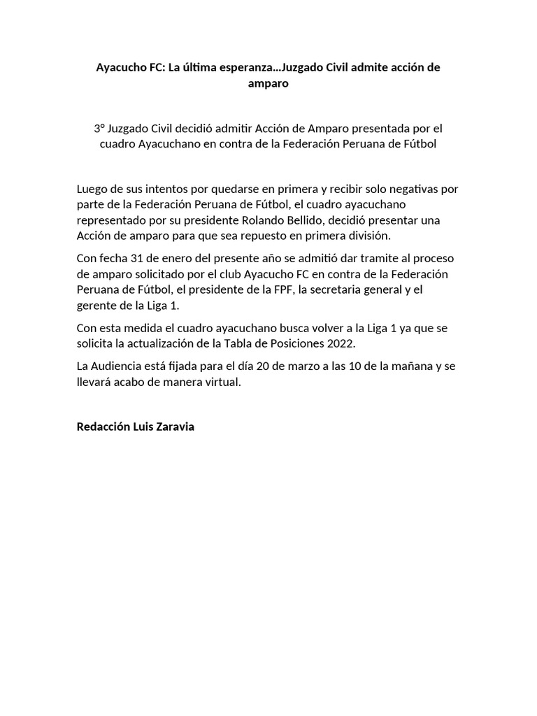 Accion de Amparo | PDF