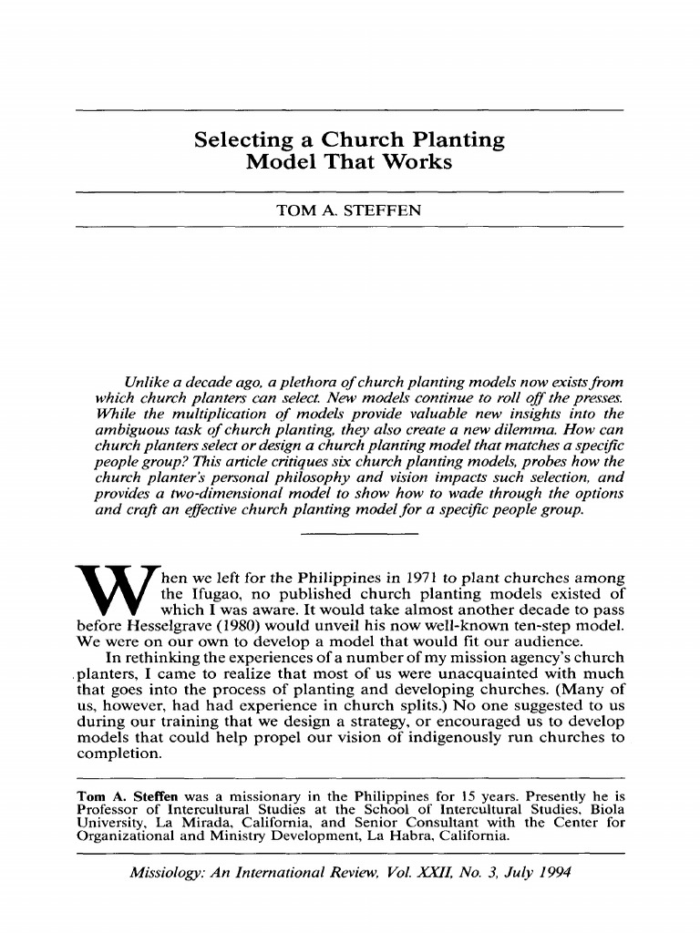 Selecting A Church Planting Model That W | PDF | Jesus | Bible