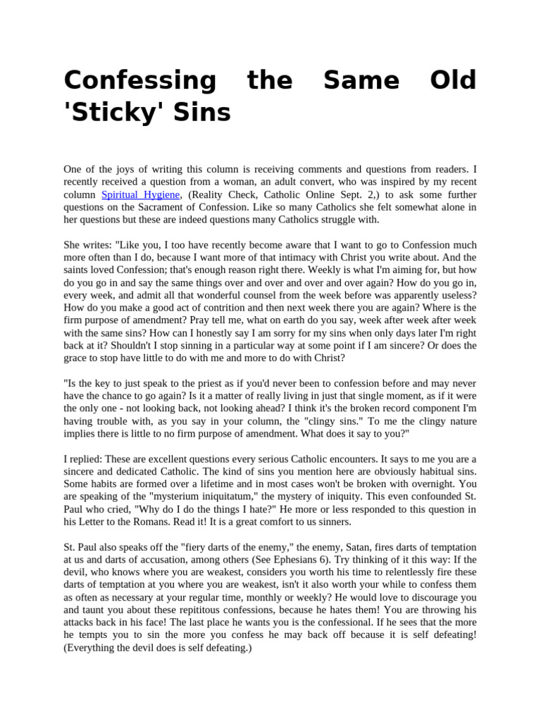 Overcoming Habitual Sins in Confession | PDF | Confession (Religion ...