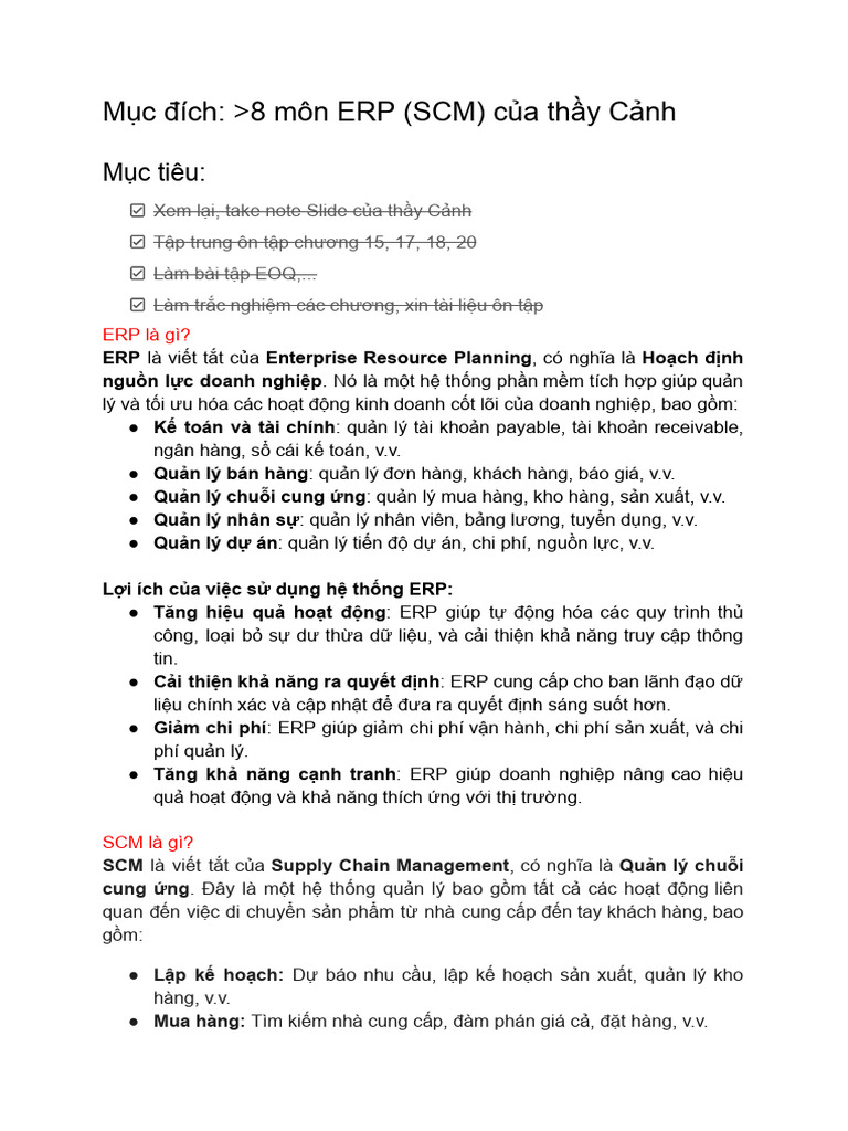 Ôn-ERP-SCM-1 | PDF