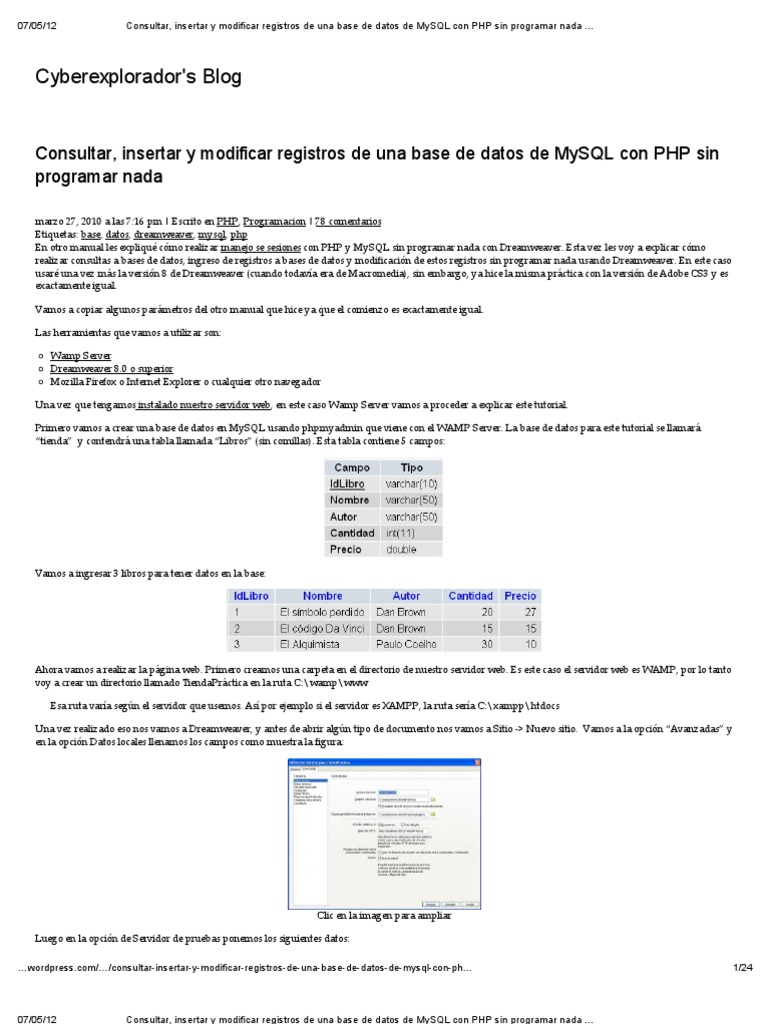 Consultar, Insertar y Modificar Registros de Una Base de Datos de MySQL Con PHP Sin Programar ...