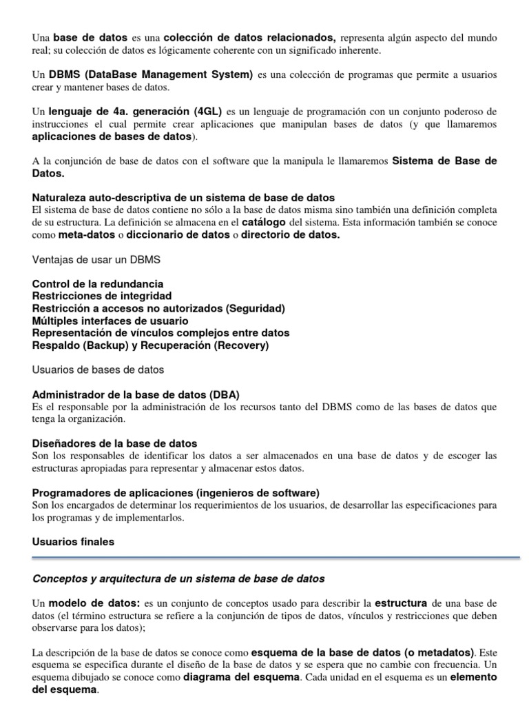 Una Base de Datos Es Una Colección de Datos Relacionados | PDF | Bases ...