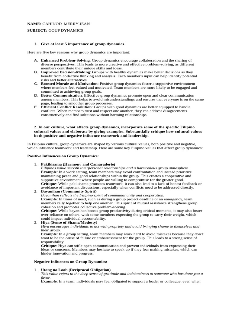 Activity #2 Group Dynamics | PDF | Leadership | Corporate Social Responsibility