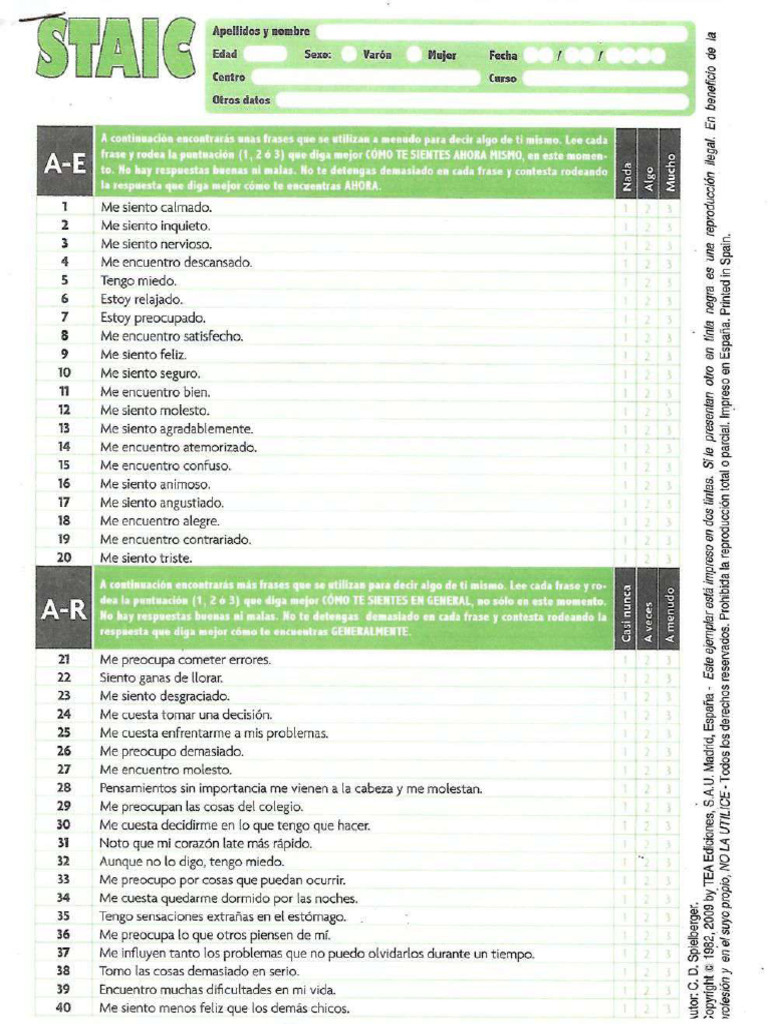 Hoja de Respuestas Staic | PDF