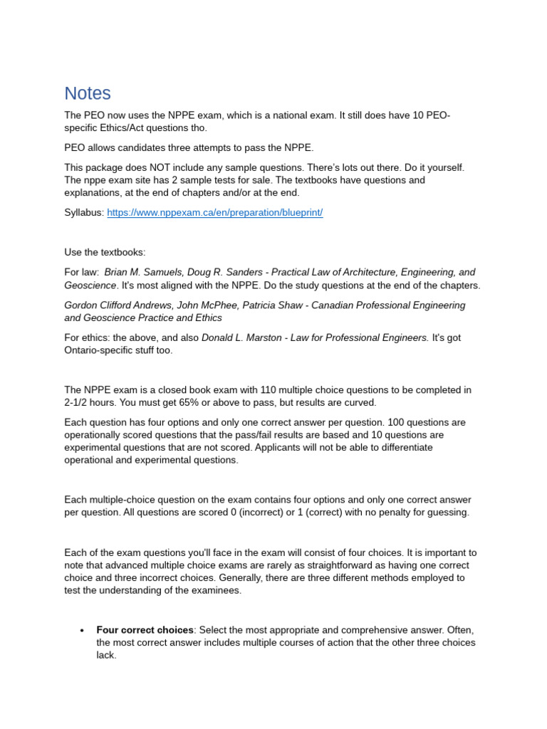 NPPE Exam Preparation Guide | PDF | Partnership | Legal Liability