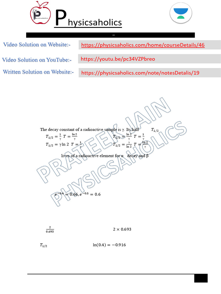 DPP-3 Nuclear Physics - Radioactivity | PDF | Radioactive Decay ...