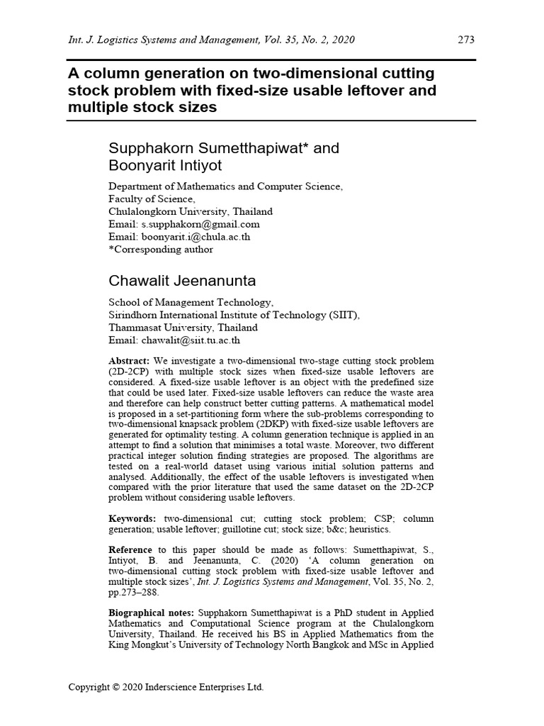 5-A Column Generation On Two-Dimensional Cutting Stock Problem With ...