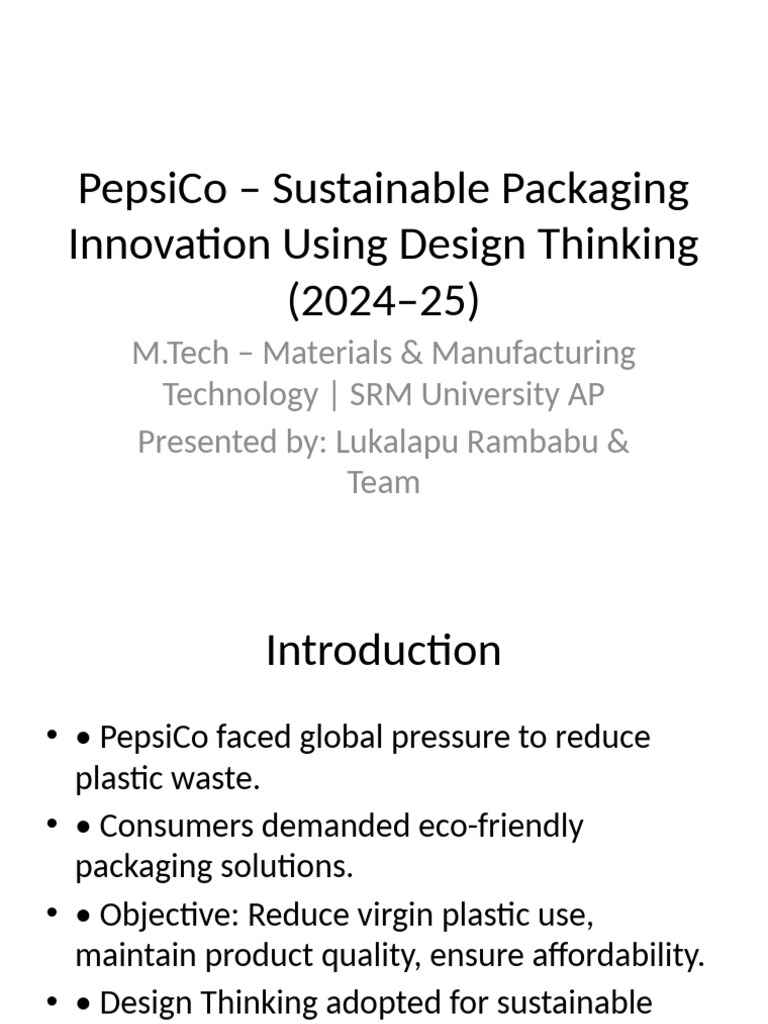 PepsiCo DesignThinking CaseStudy Presentation | PDF | Design Thinking ...