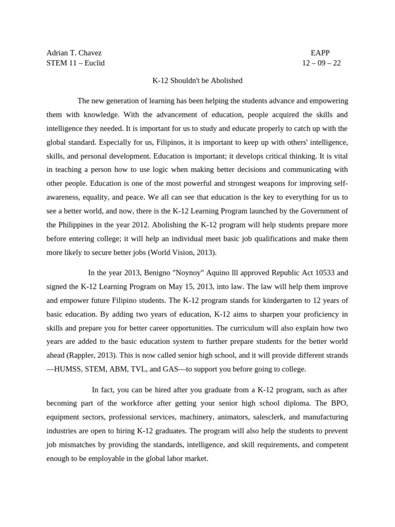 Position Paper Chavez | PDF | Unemployment | Economies