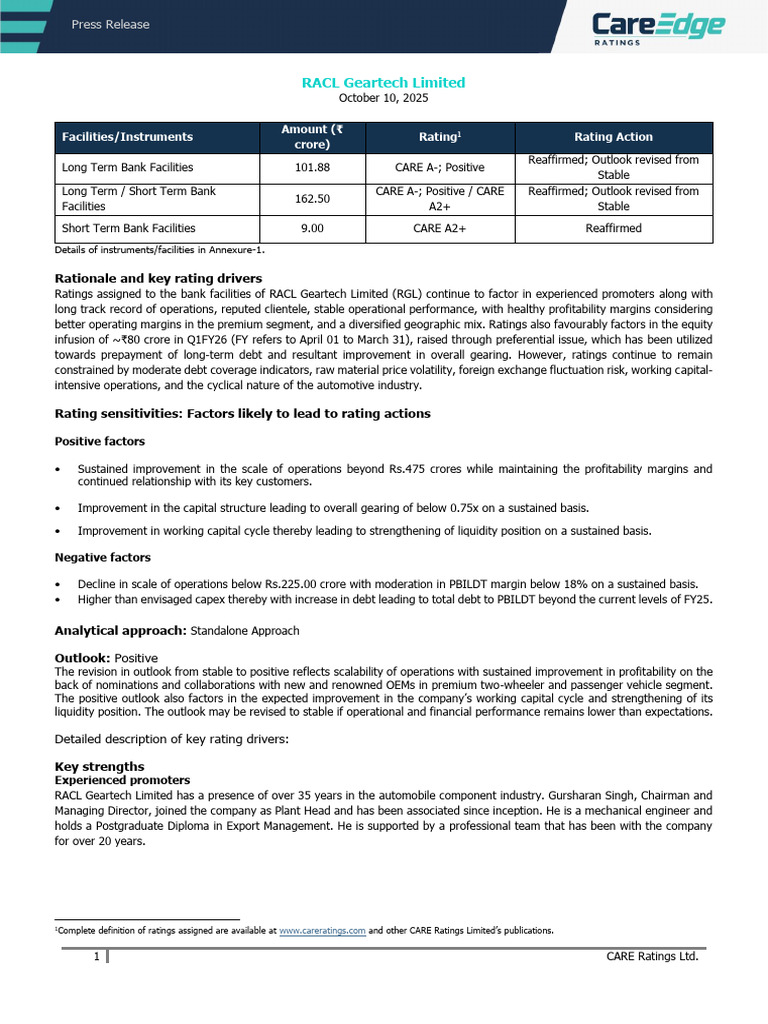 RACL Geartech Limited | PDF | Exchange Rate | Capital Structure