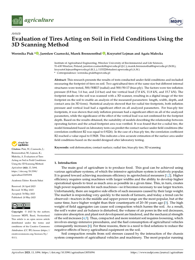 Agriculture 13 01094 | PDF | Image Scanner | Tire
