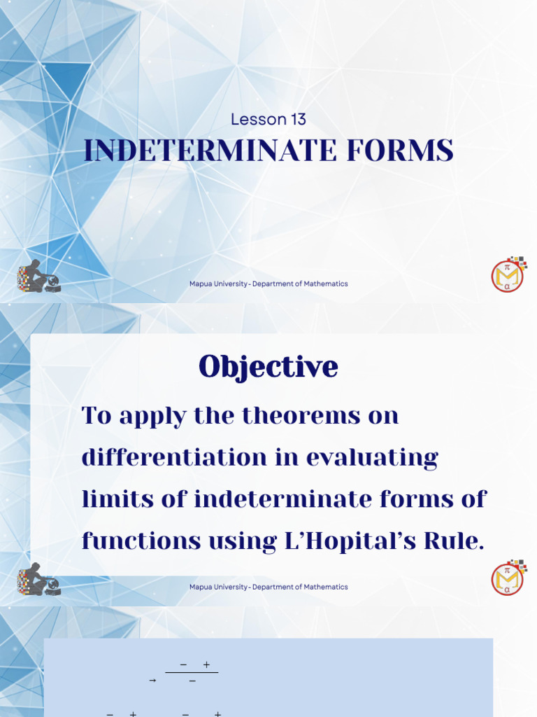 Lesson 13 - Indeterminate Forms | PDF | Complex Analysis | Real Analysis