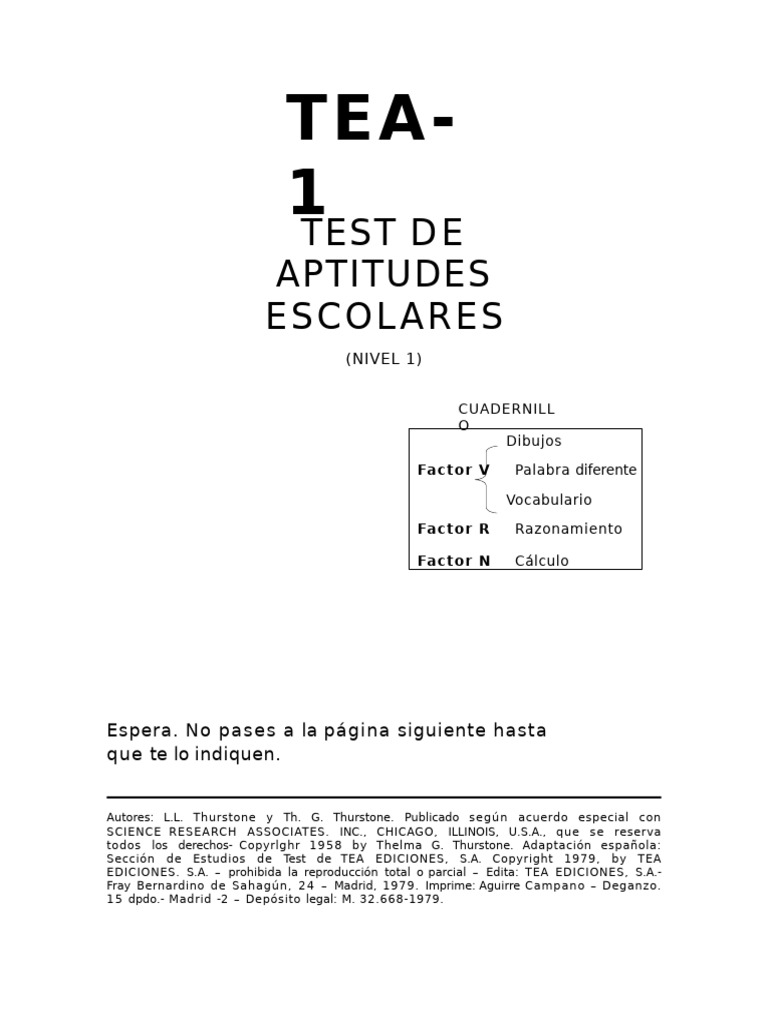 Tea 1 Test Aptitudes Escolares | PDF