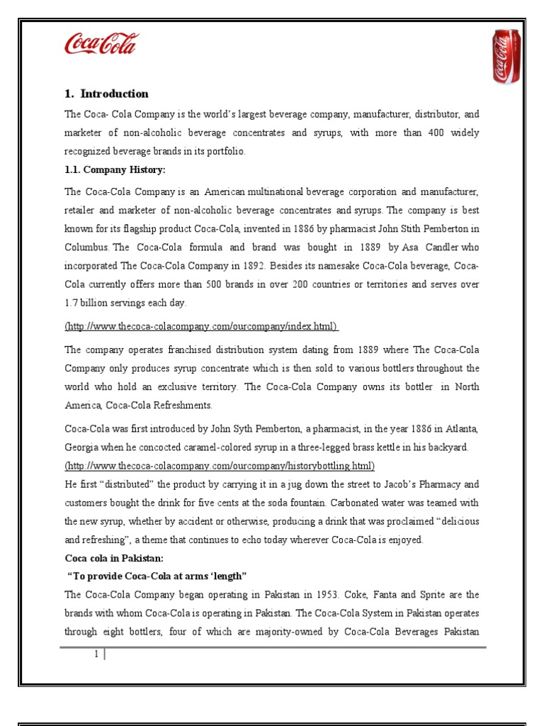 Coca Cola Project | PDF | Coca Cola | The Coca Cola Company