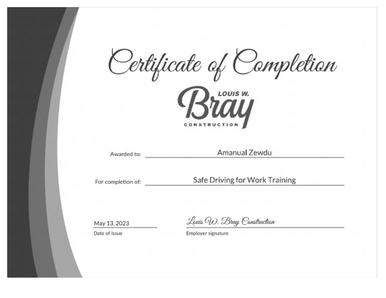 Safe Driving Certificate | PDF