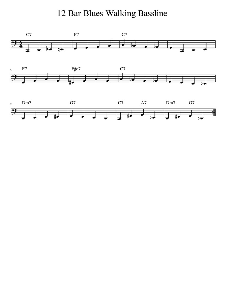 12 Bar Blues Walking Bassline Guide | PDF