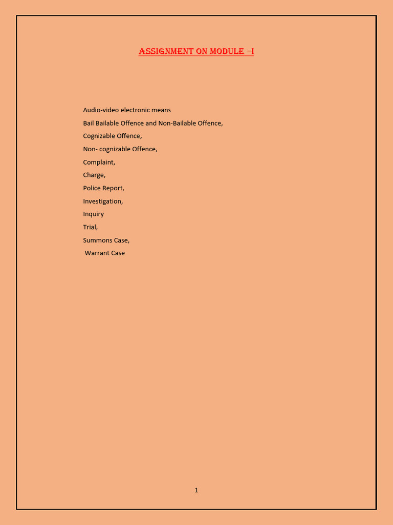 Assignment on Module-I BNSS | PDF