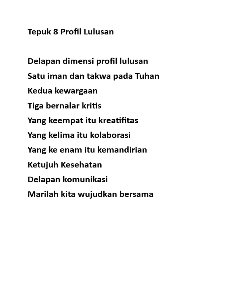 Profil Lulusan: 8 Dimensi Utama | PDF