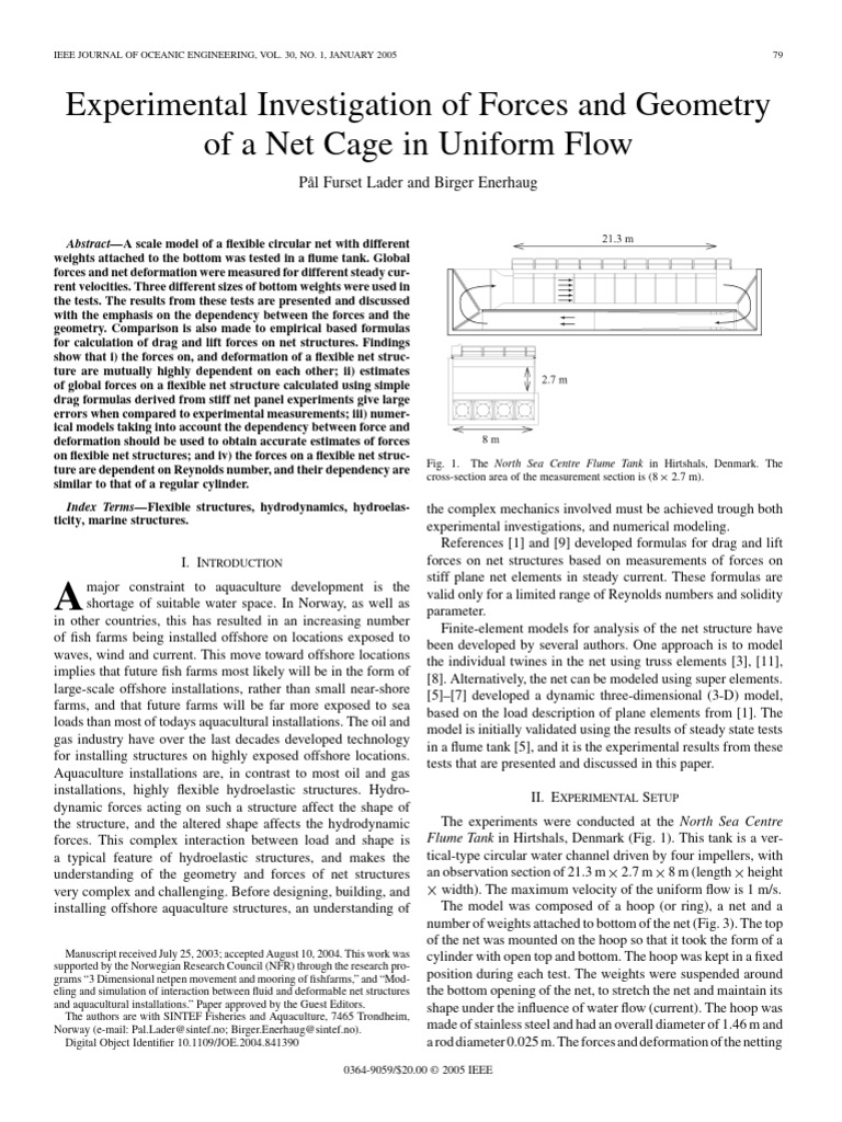 Net Cage Forces in Uniform Flow Study | PDF | Force | Drag (Physics)