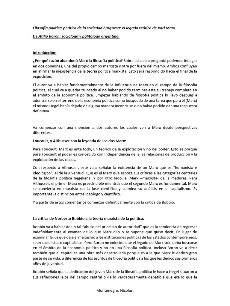 Legado de Marx en Filosofía Política | PDF | Karl Marx | marxismo