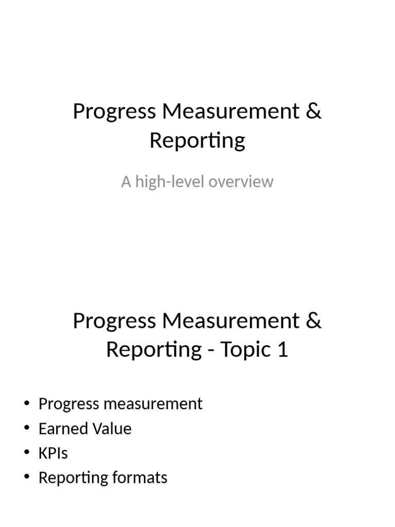 Progress Measurement and Reporting | PDF