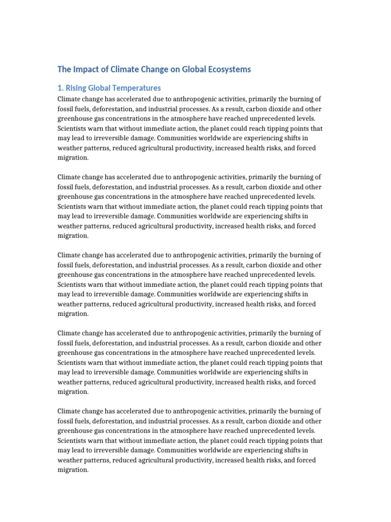 Climate Change Report 5 Pages | PDF | Climate Change | Greenhouse Gas