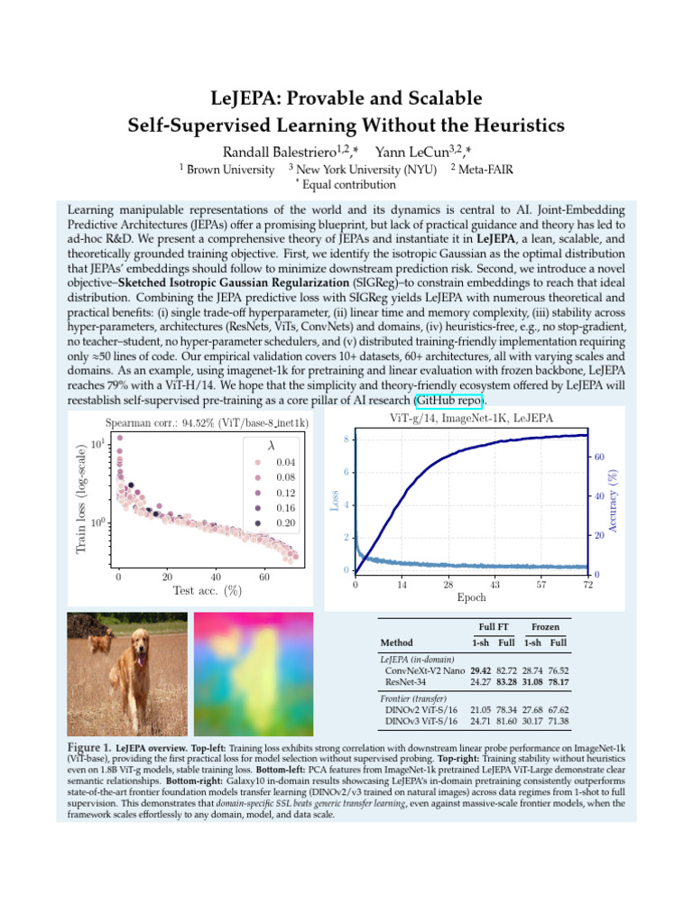 Lejepa: Provable and Scalable Self-Supervised Learning Without The ...