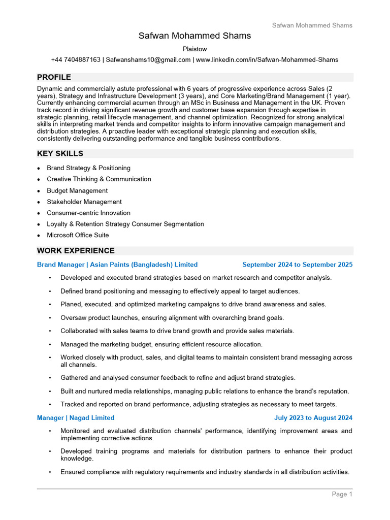 Safwan Mohammed Shams: Marketing & Sales Expert | PDF | Brand ...