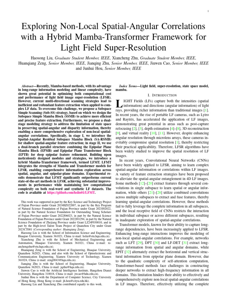 Exploring Non-Local Spatial-Angular Correlations With a Hybrid Mamba ...