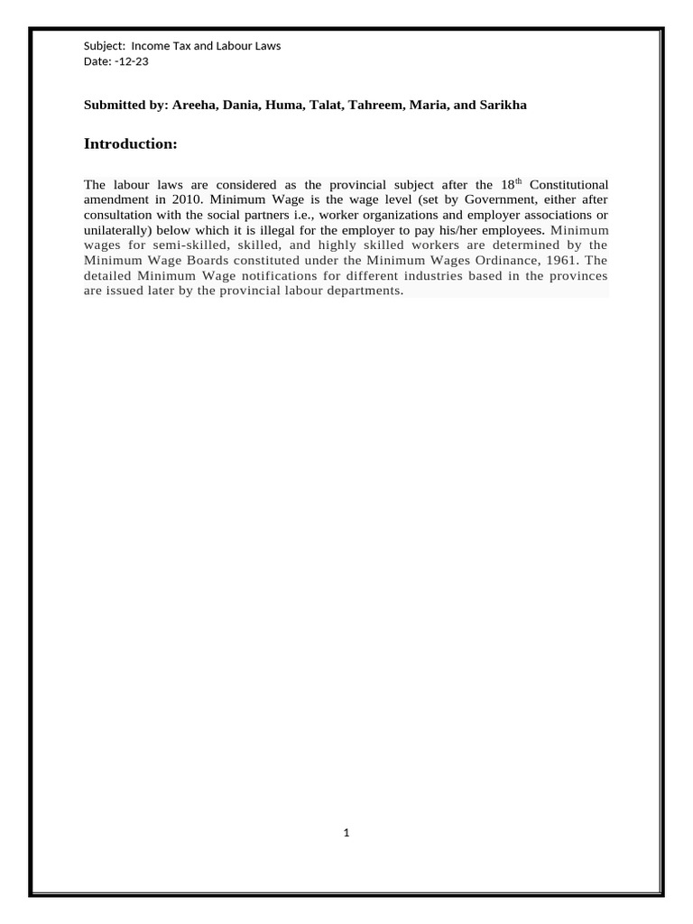 Minimum Wages | PDF