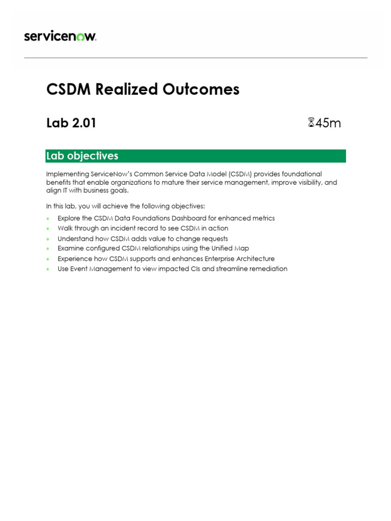 CSDM Implementation Lab Outcomes | PDF | Enterprise Architecture ...