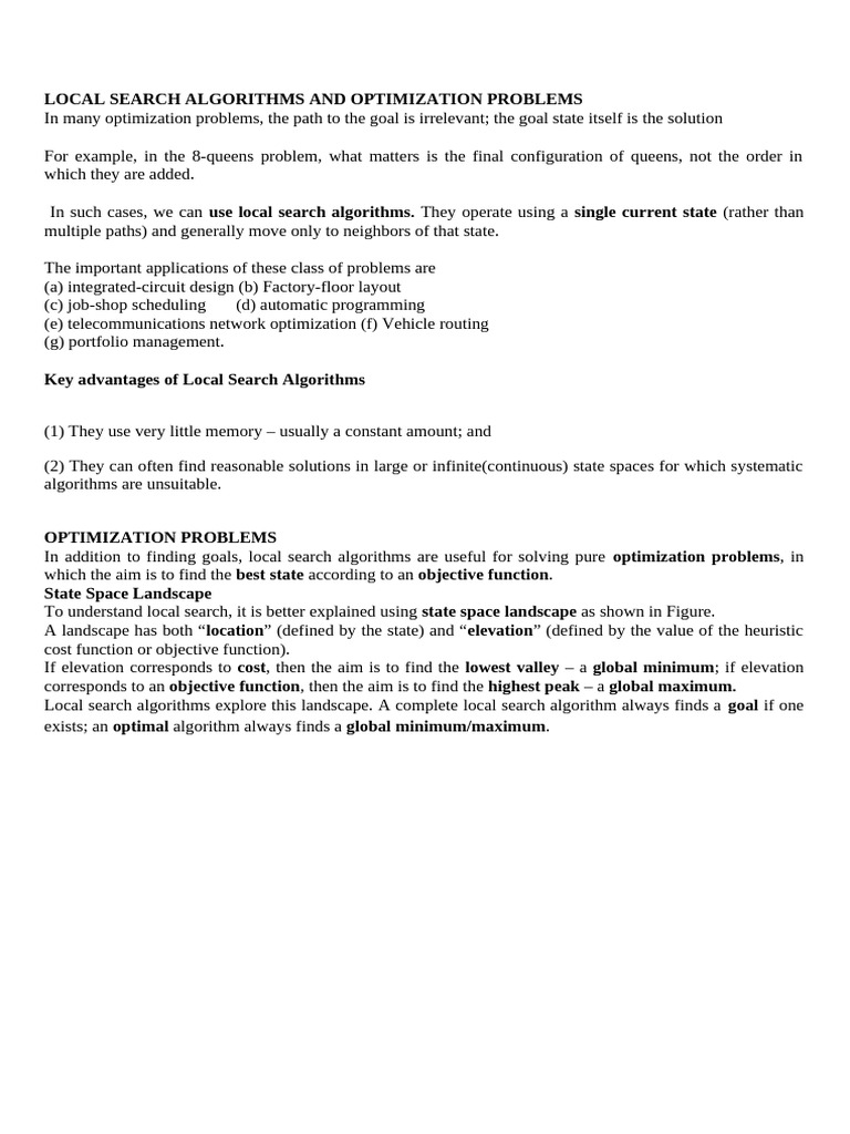 Local Search Algorithms in Optimization | PDF | Mathematical ...