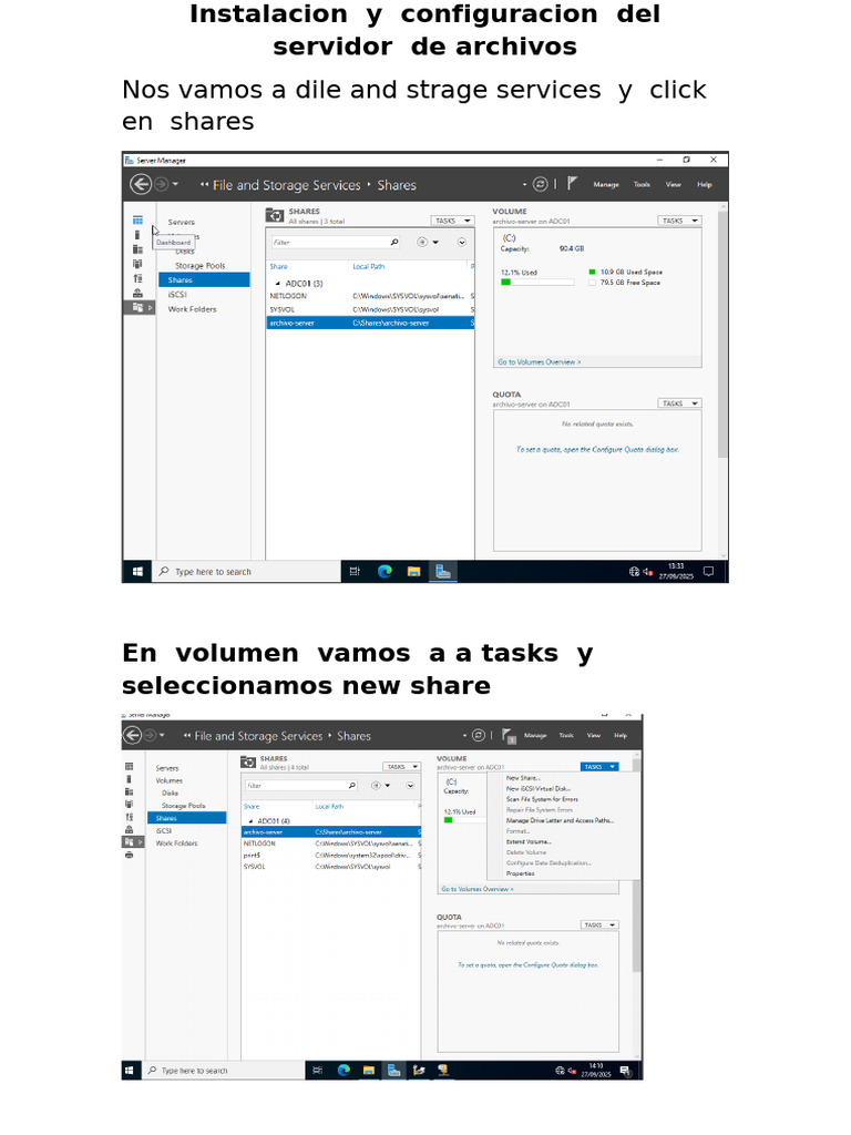 Instalacion y Configuracion Del Servidor de Archivos | PDF | sistema de nombres de dominio ...